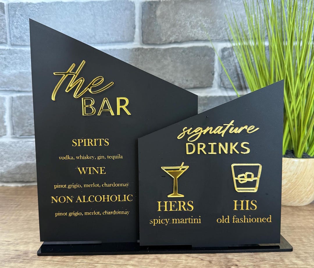 Wedding Acrylic Bar Sign, Double Panel Bar Menu, Custom Acrylic Bar ...