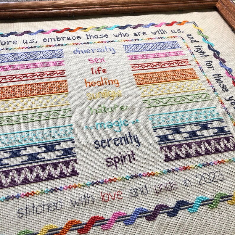 Nine Banded Pride Sampler LGBTQIA Rainbow Flag Sampler Cross Stitch Pattern PDF Download - Etsy