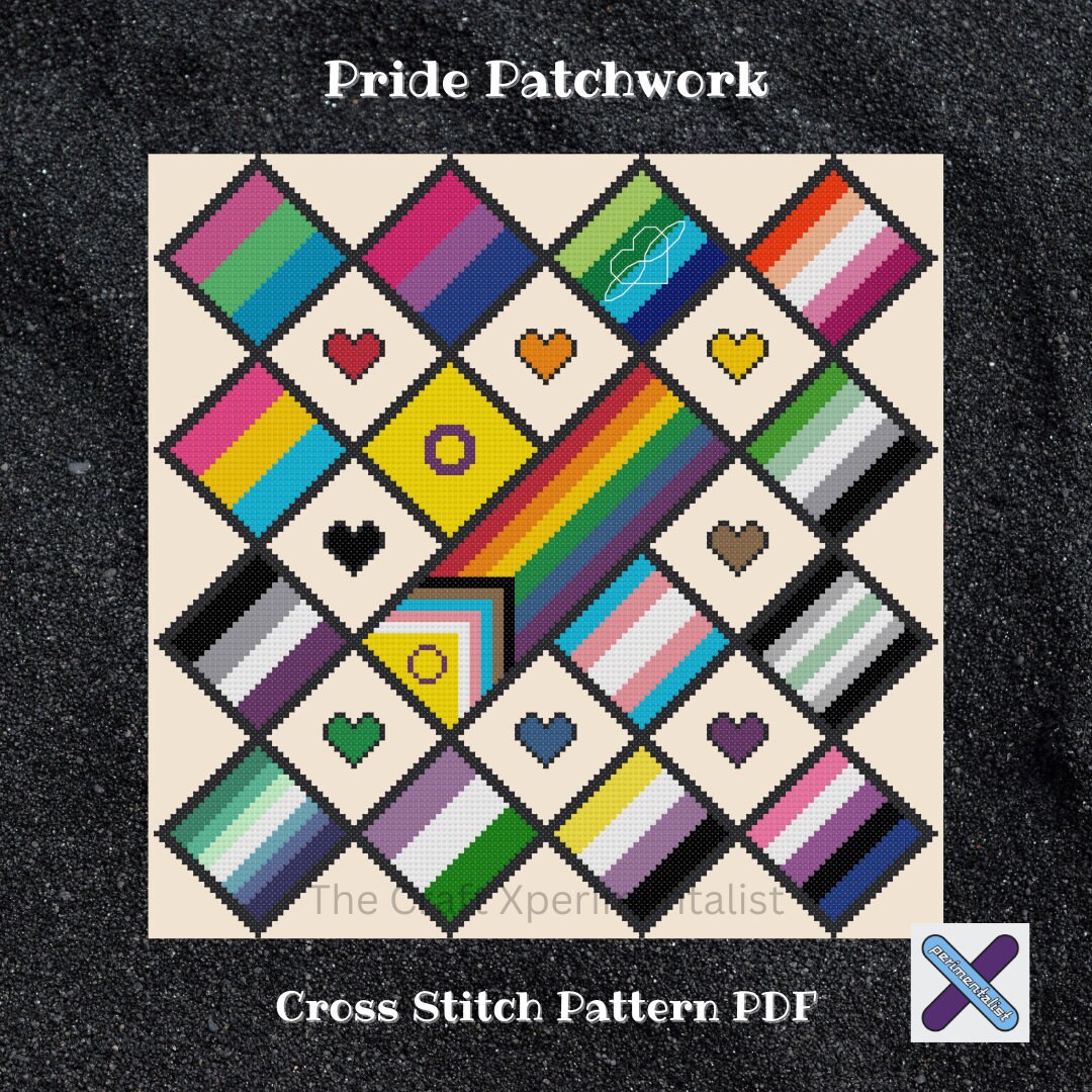 Pride Patchwork LGBTQIA Quilt Inspired Flag Sampler Cross - Etsy