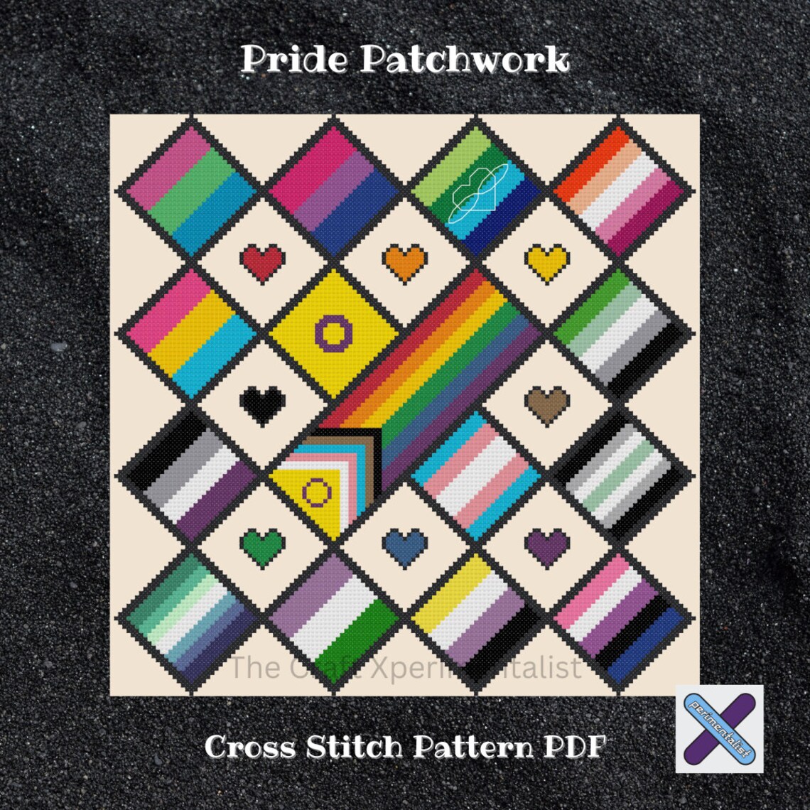 Pride Patchwork LGBTQIA Quilt Inspired Flag Sampler Cross - Etsy