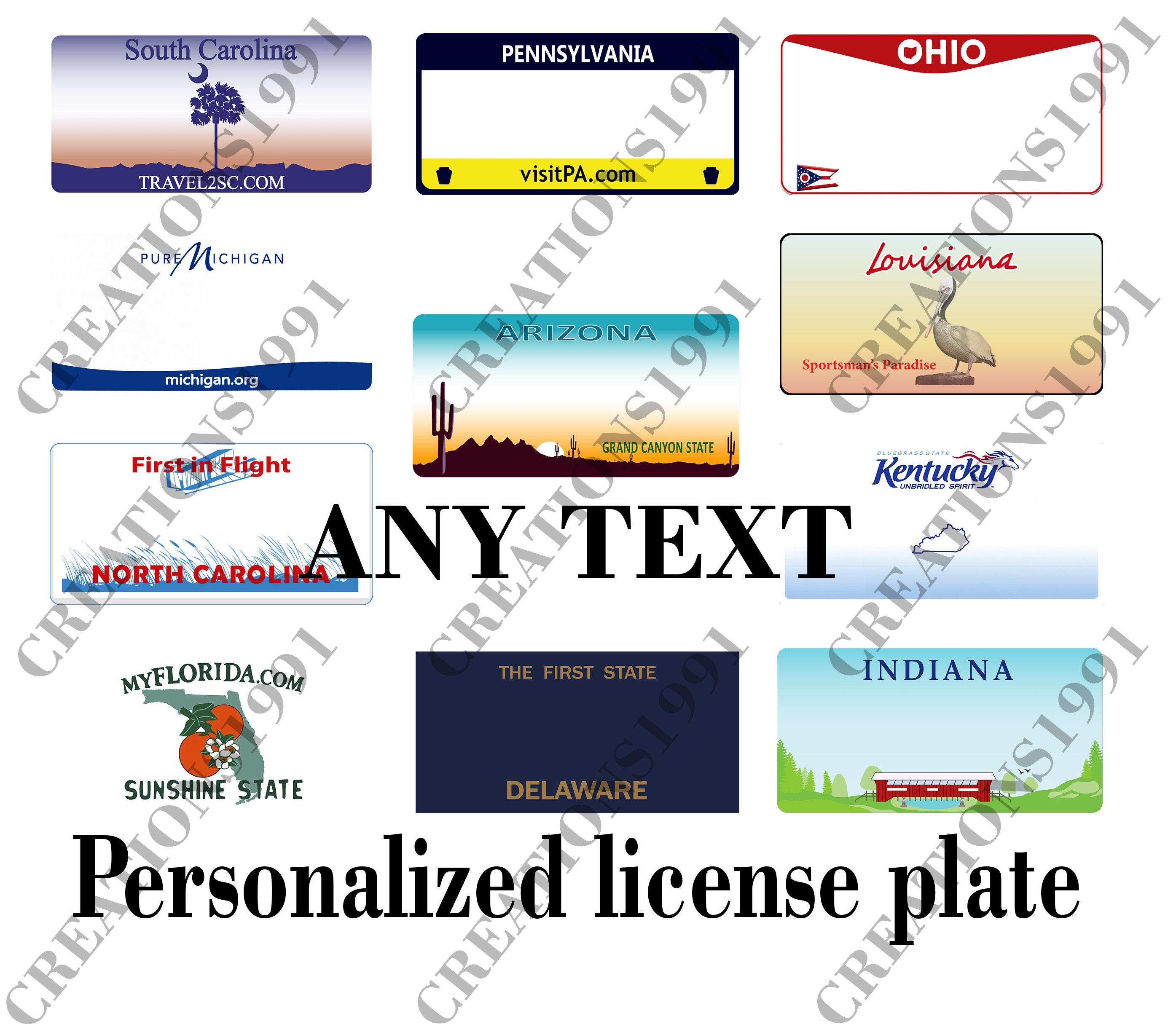 Custom License Plate Choose Your State and Add Your Text - Etsy