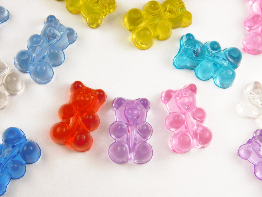 25 Pieces - 16x10.5x7mm Multicolor Mix Acrylic Gummy Bear Beads - Gummy ...