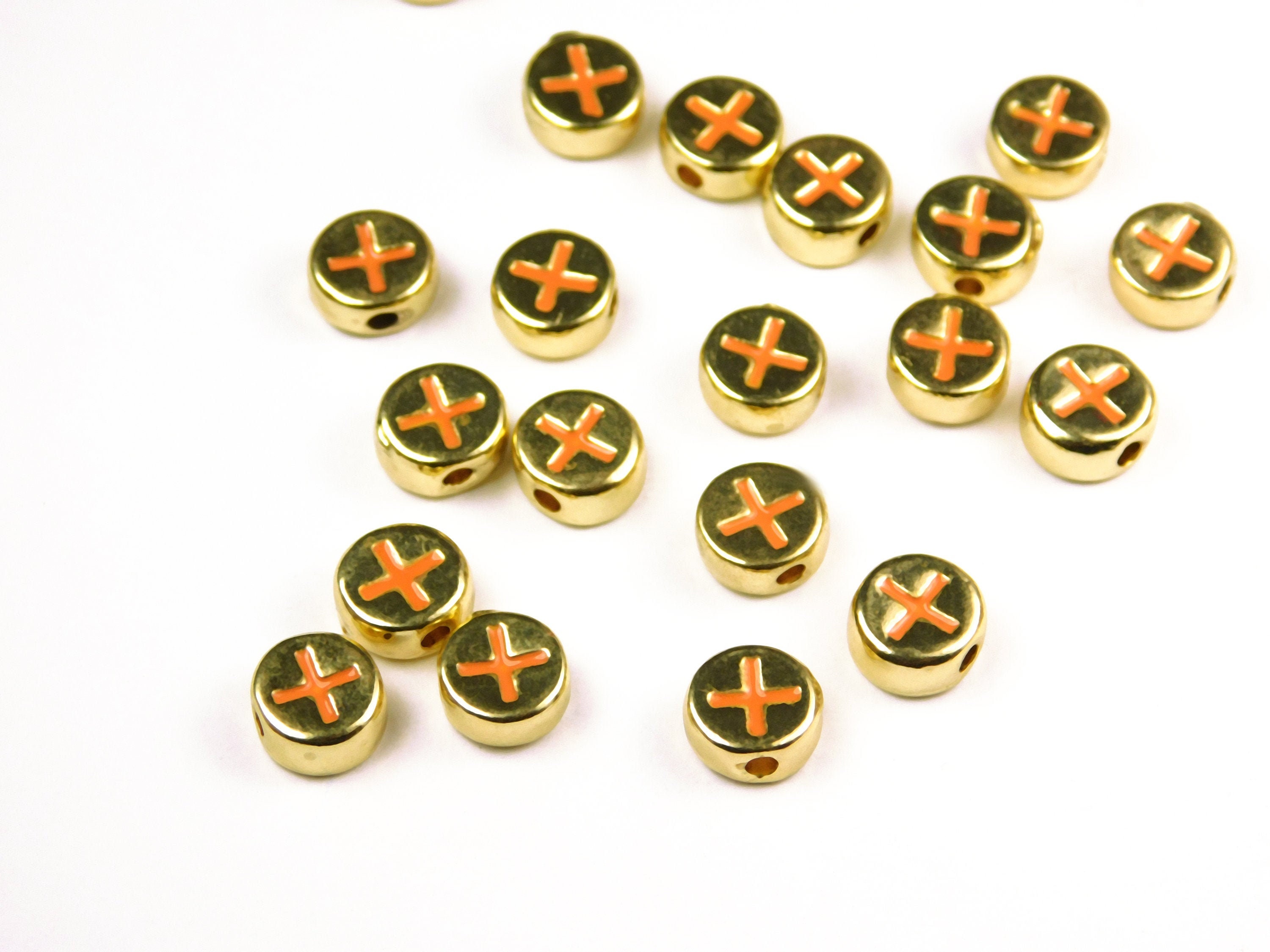 8mm Flat Round Enamel and Alloy Symbol Beads Symbols - Etsy