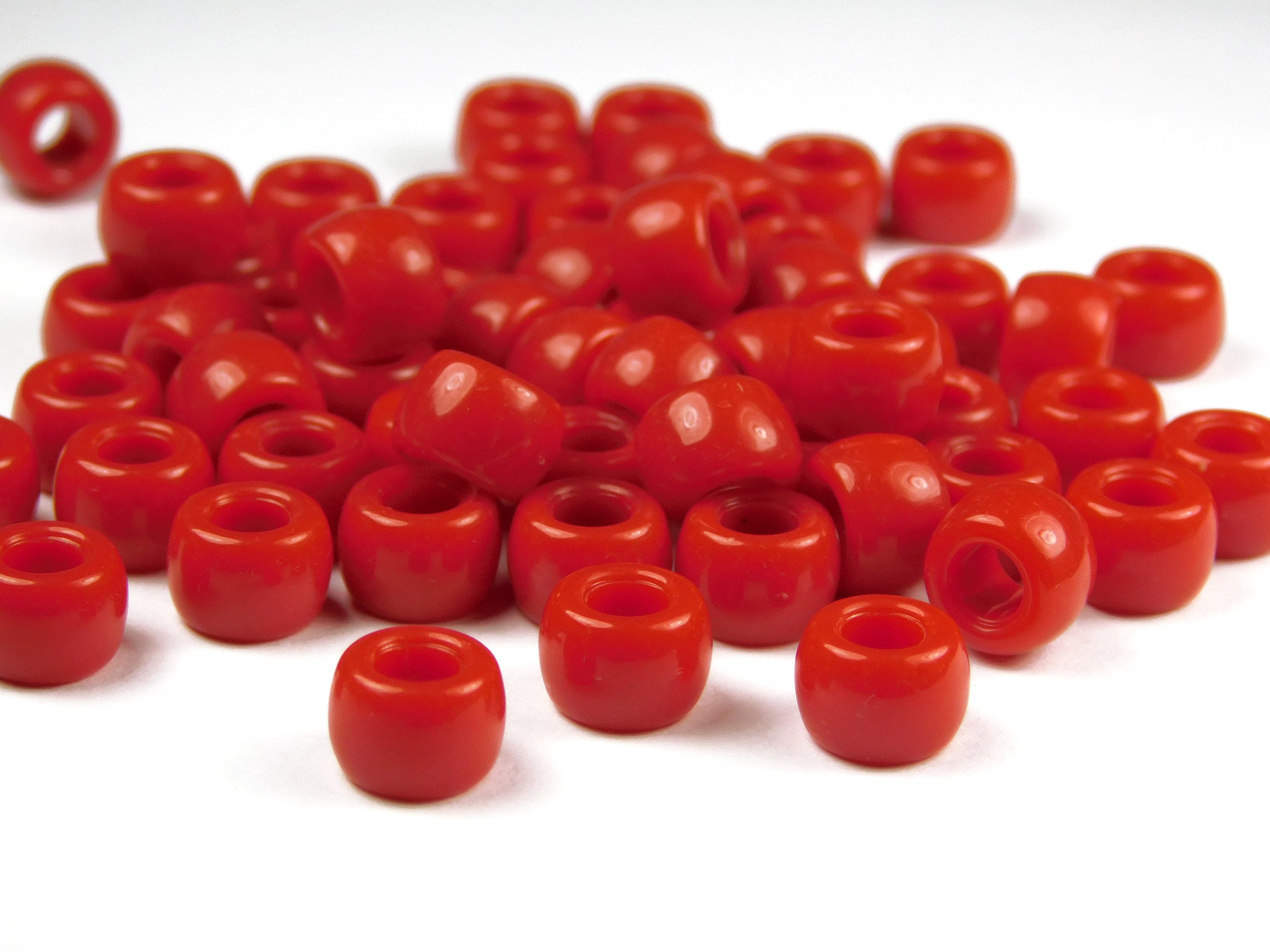 100 Pieces 8x4mm Opaque Red Resin Pony Beads Crow Beads | Etsy