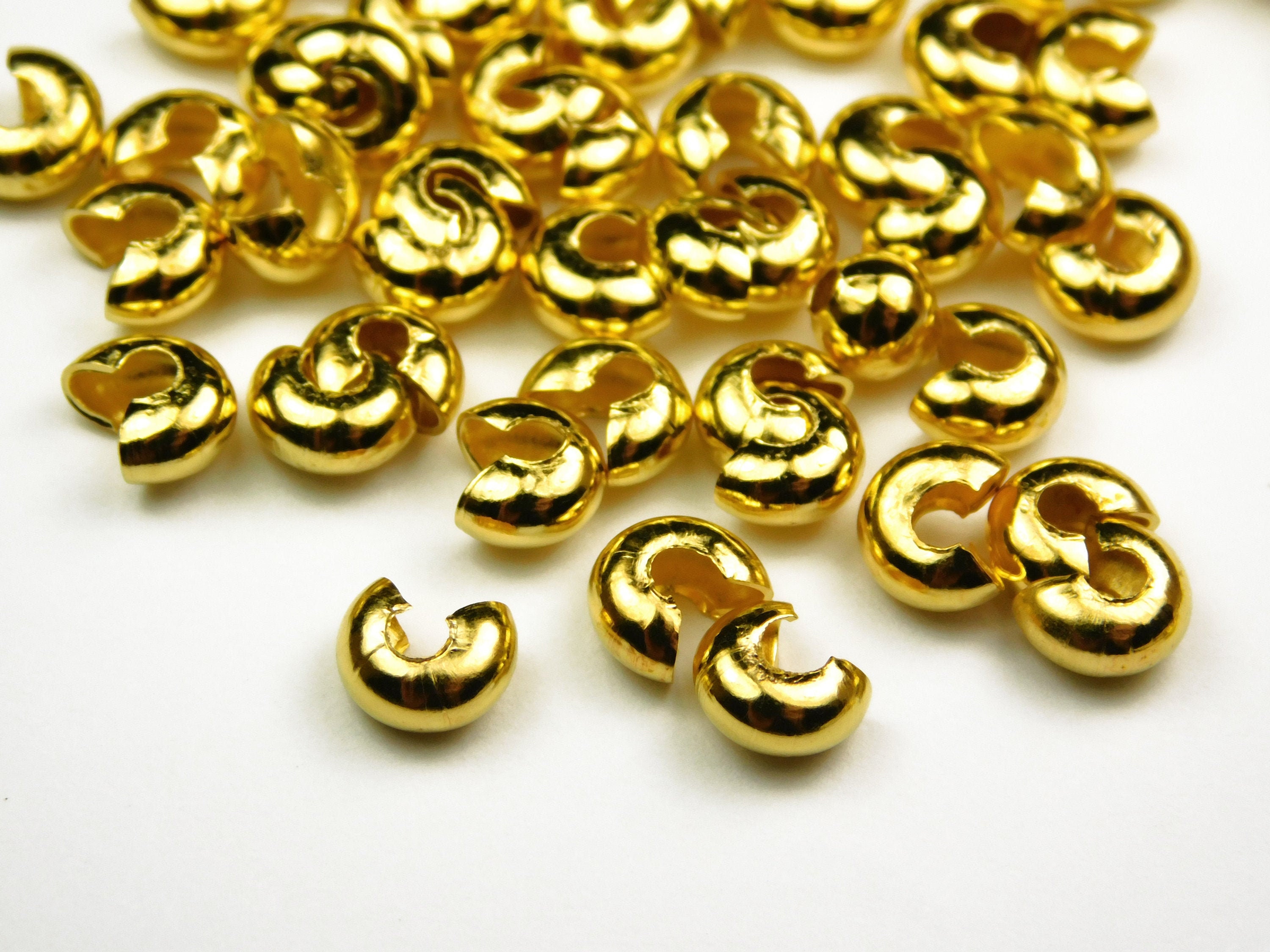 Findings Craft Supplies & Tools 4mm Platinum Colored Brass Crimp Covers ...