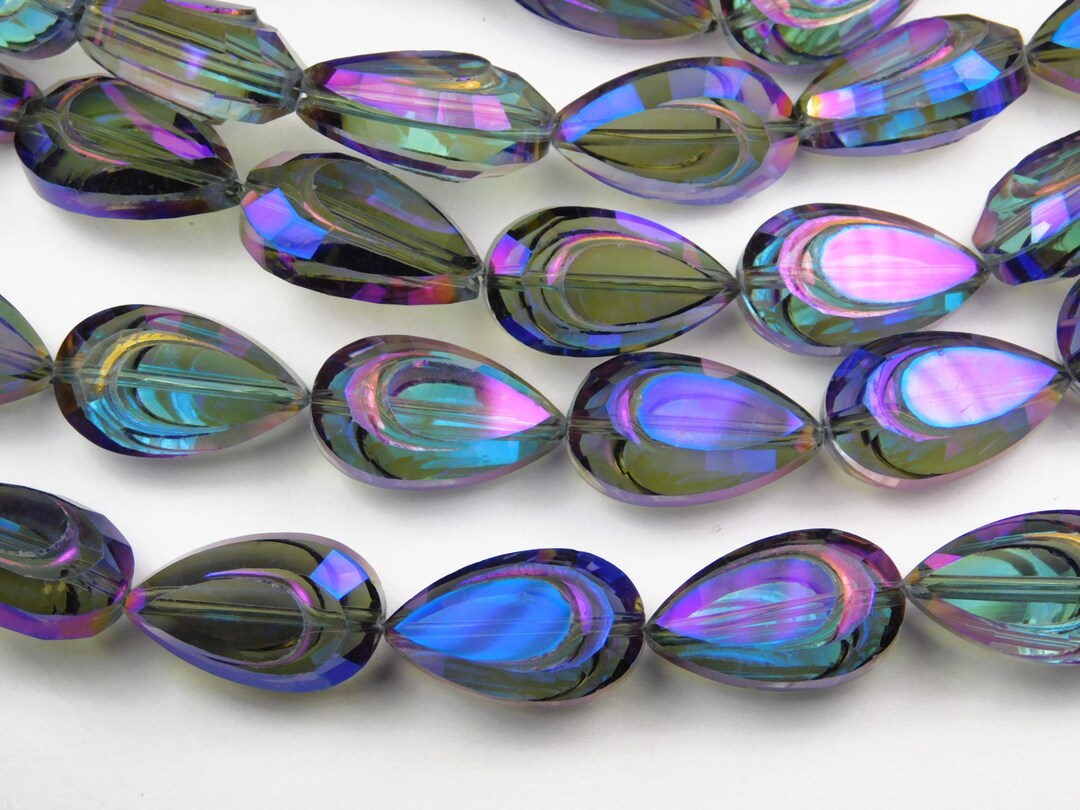 5-1/2 Inch Strand - 20x12x9mm Electroplated Multi Faceted Teardrop ...