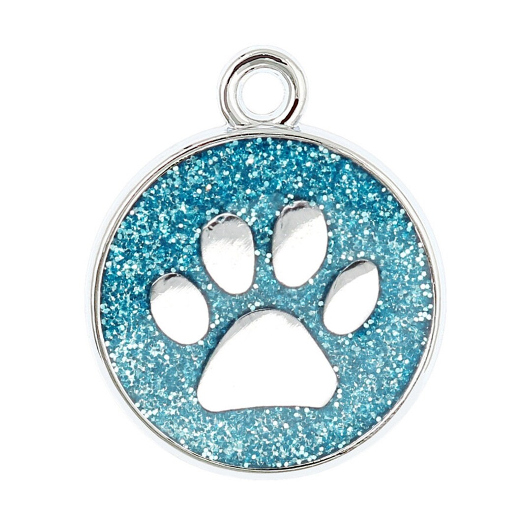 1 Piece - 23x19x2mm Enamel and Alloy Dog Paw Charms - Turquoise Blue ...