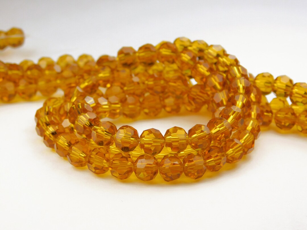 20 Inch Strand - 6mm Faceted Transparent Topaz Glass Beads - Topaz ...