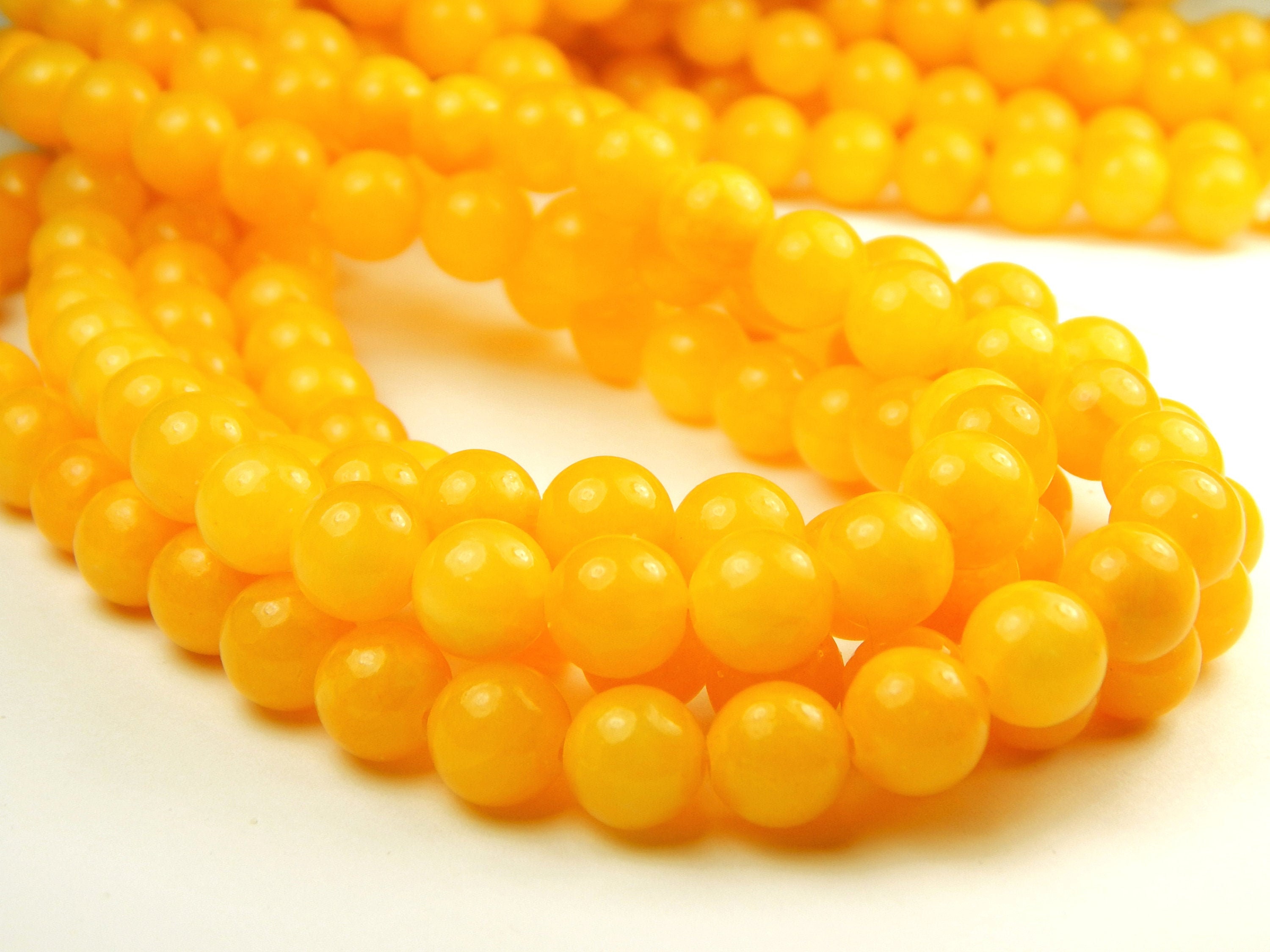 chain bead bracelet DIY supplies Yellow-Jade Matte Round beads 15' 38cm ...