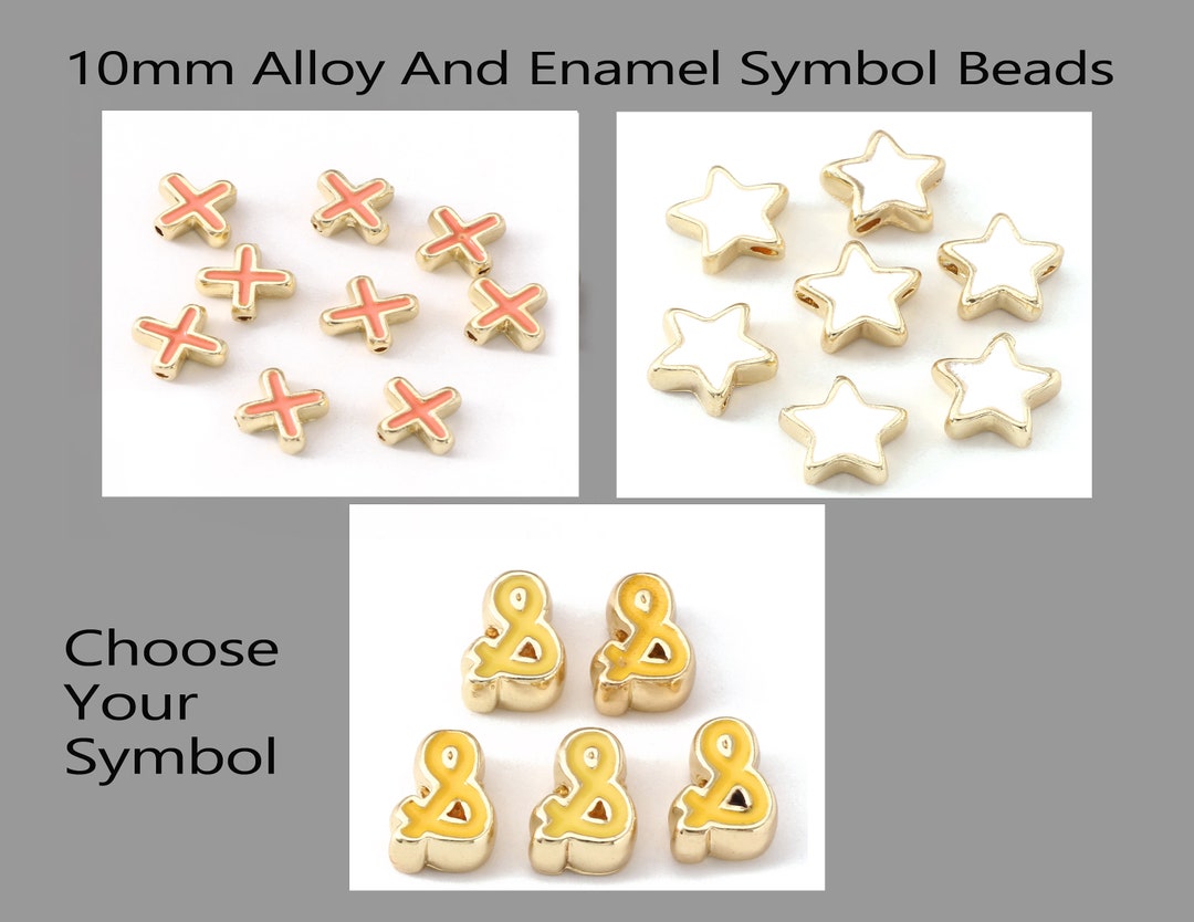 10mm Enamel and Alloy Symbol Beads - Enamel Beads - Pick Your Bead ...