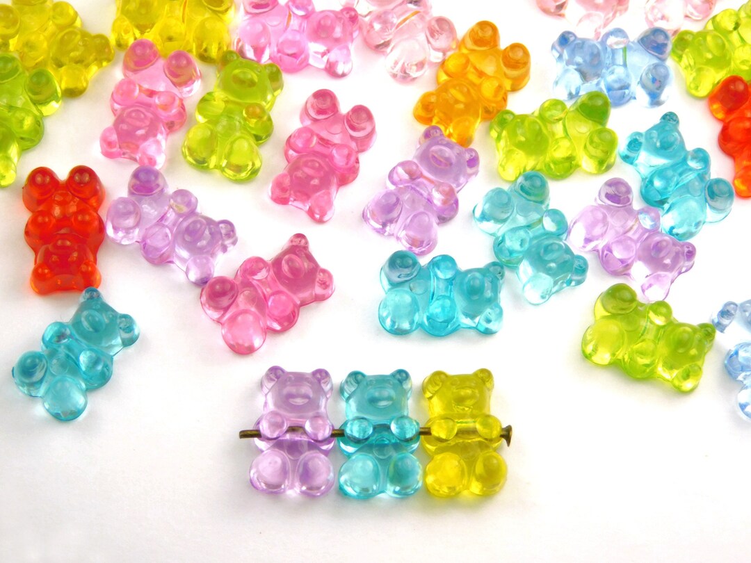 50/100 Pieces - 12x8x6mm Multicolor Mix Acrylic Gummy Bear Beads ...