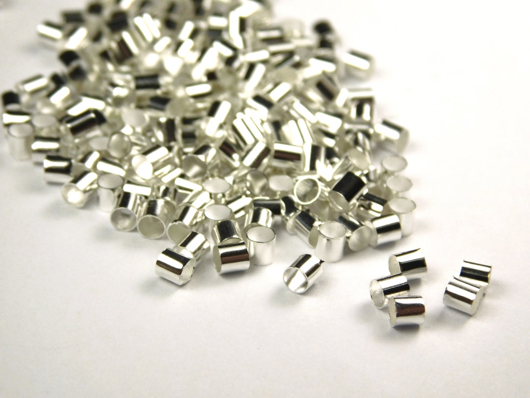 400 Pieces - 2.5x2.5mm Silver Brass Crimp Beads - Tube - Crimp Tube ...