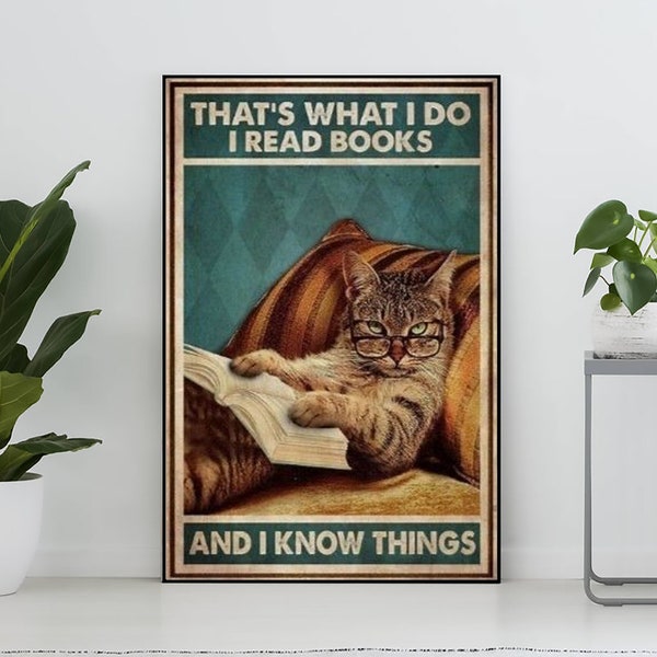 Cat Read Poster - Etsy