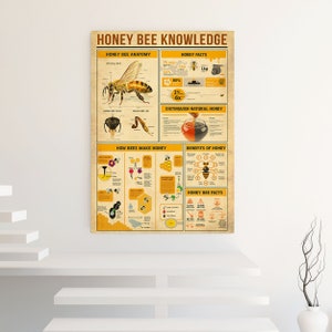 Honey Bee Knowledge Poster, Honey Bee Lover Gift, Kitchen Ation, All ...