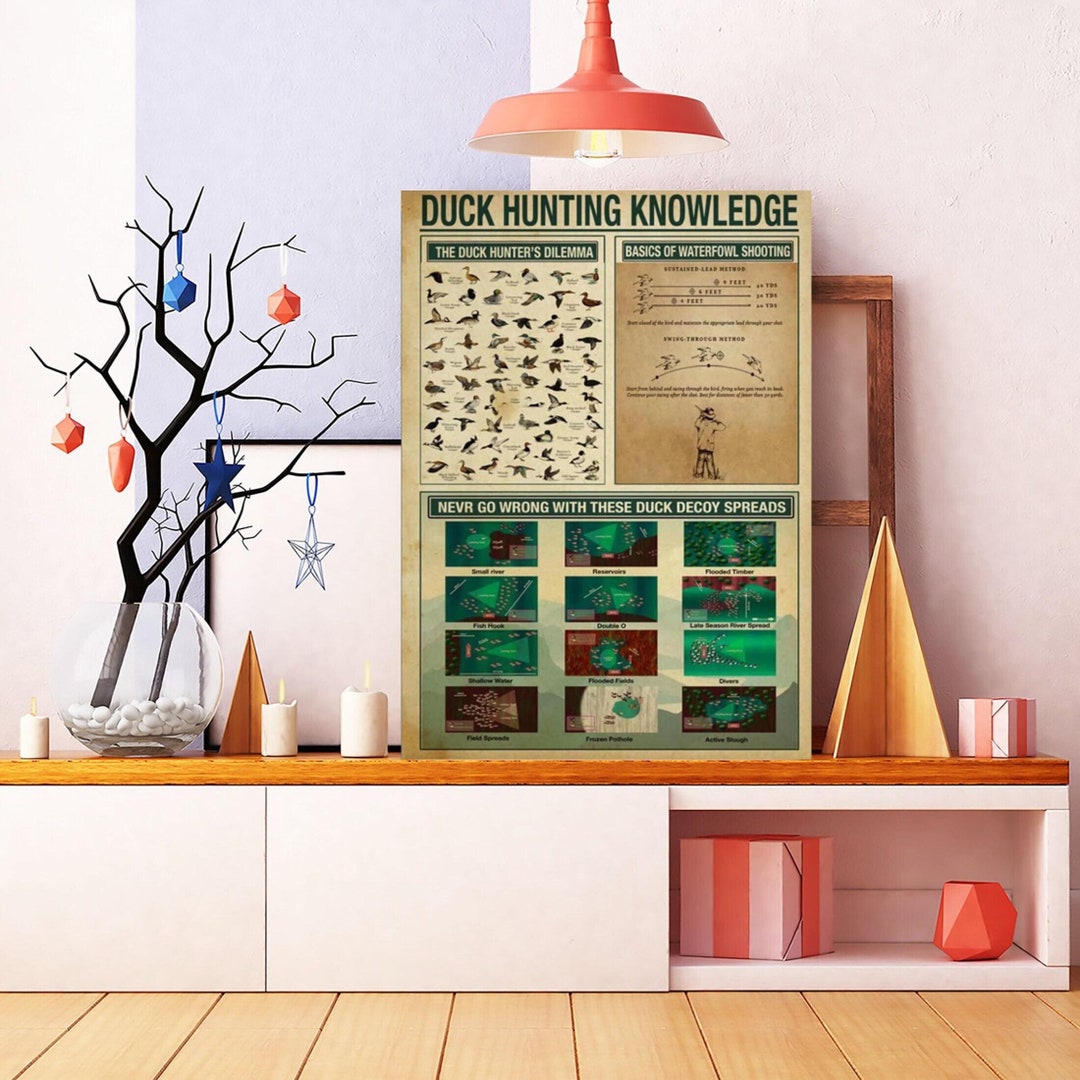 Duck Hunting Knowledge Poster, Waterfowl Hunting Guide , Vintage Duck ...