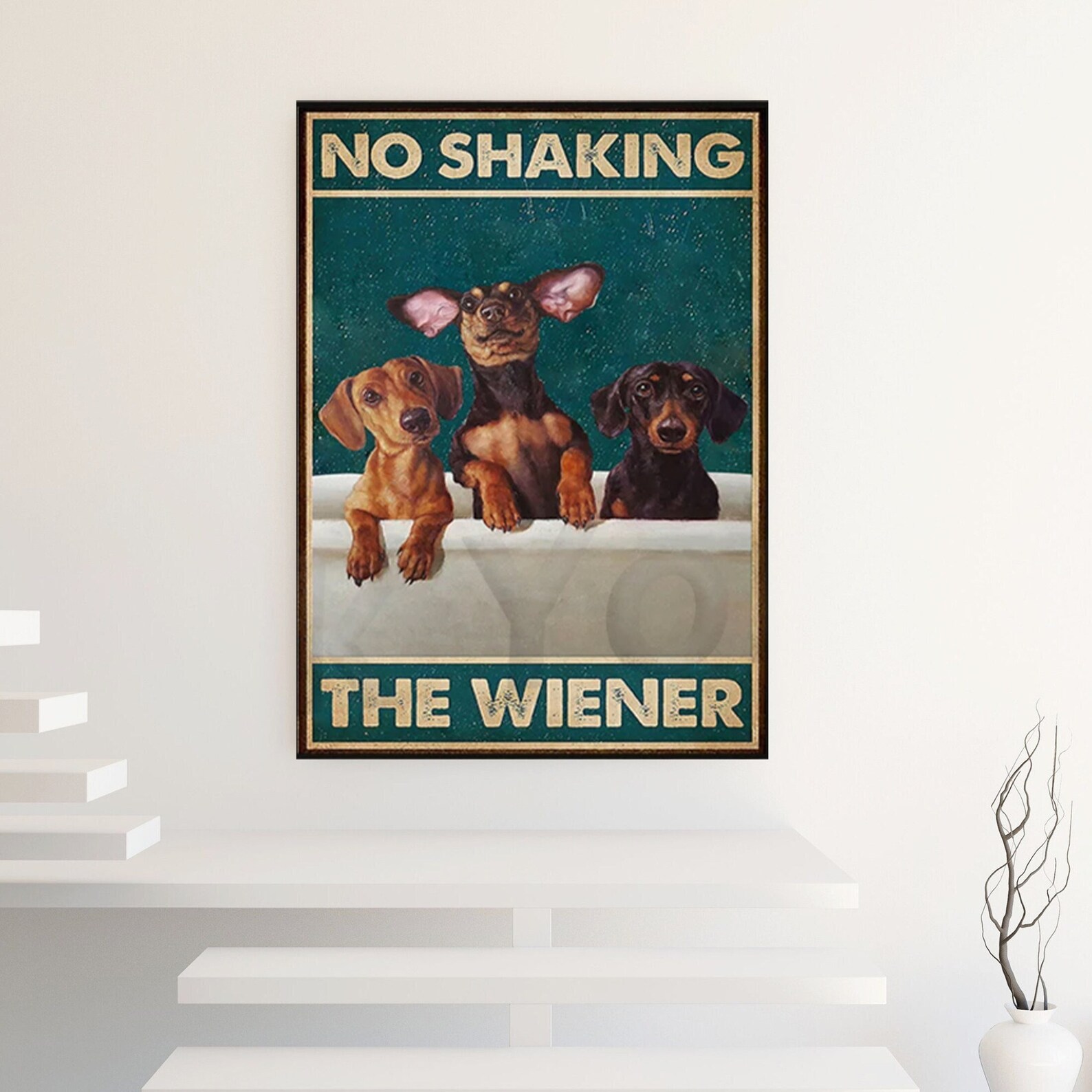 Dachshund Funny Bathroom Poster, Bathroom Funny Dachshund Wash Your ...
