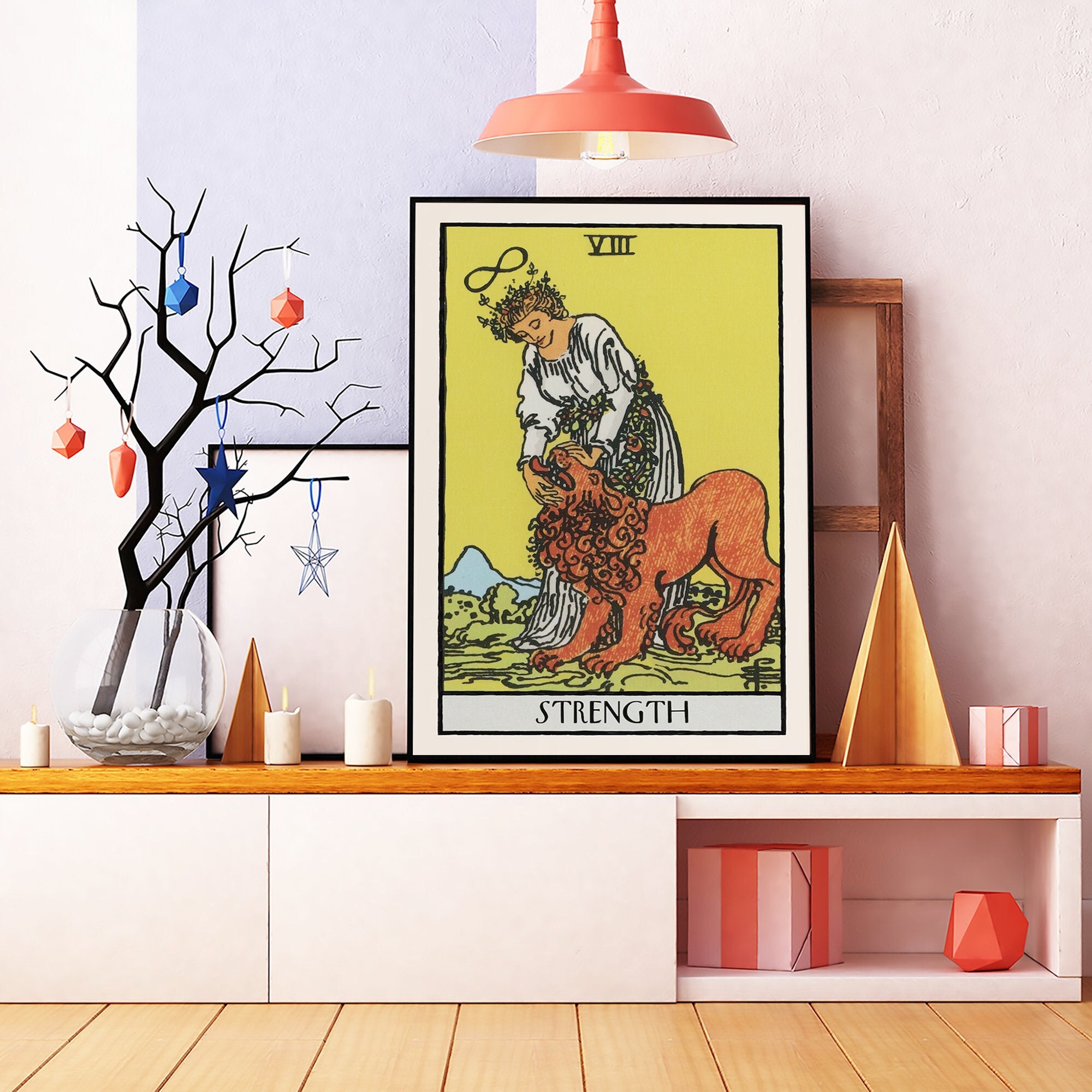 Strength Tarot Card Poster Tarot Card Strength Art A Lady - Etsy