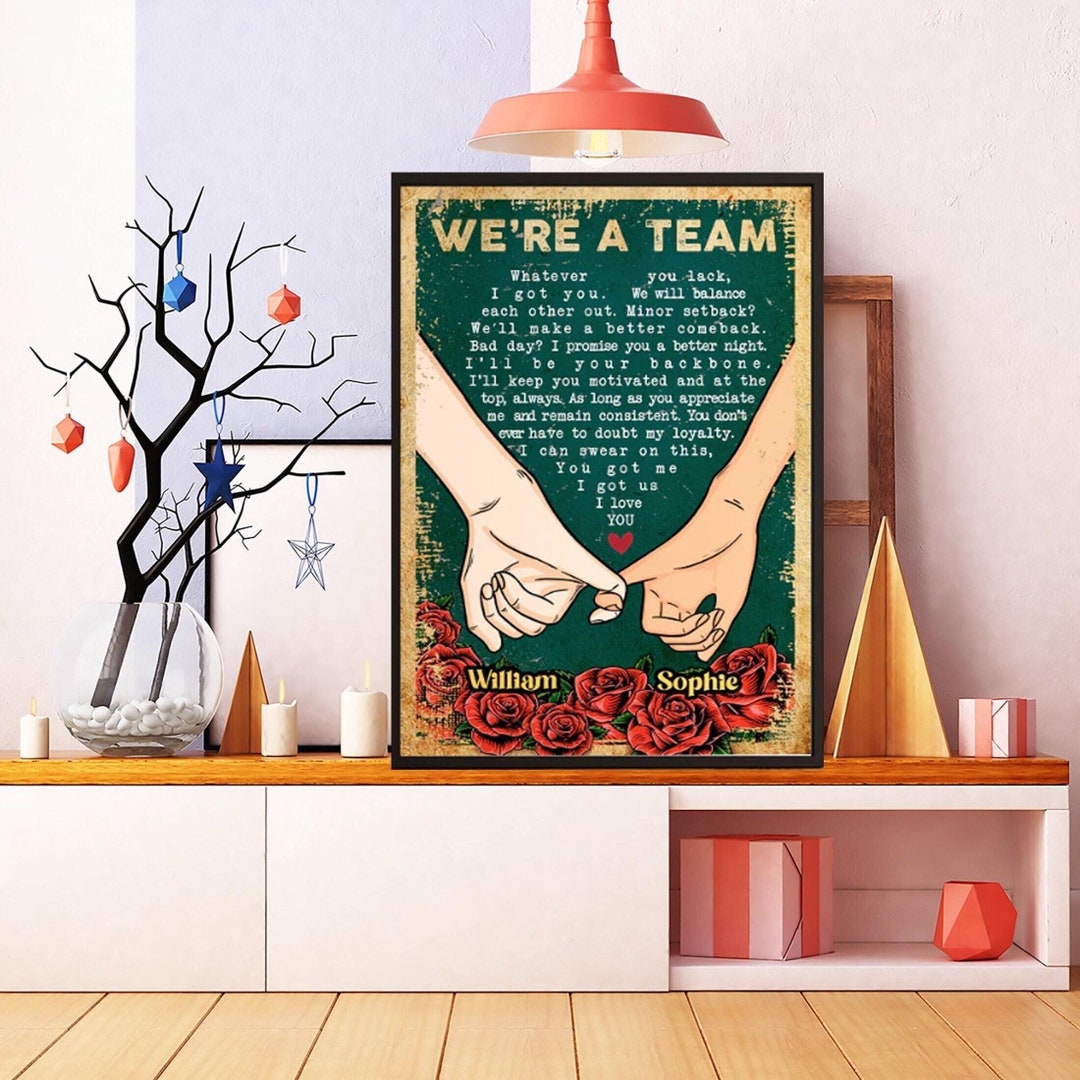 Personalized Couple Poster, We're A Team Couple Custom Name Gift ...
