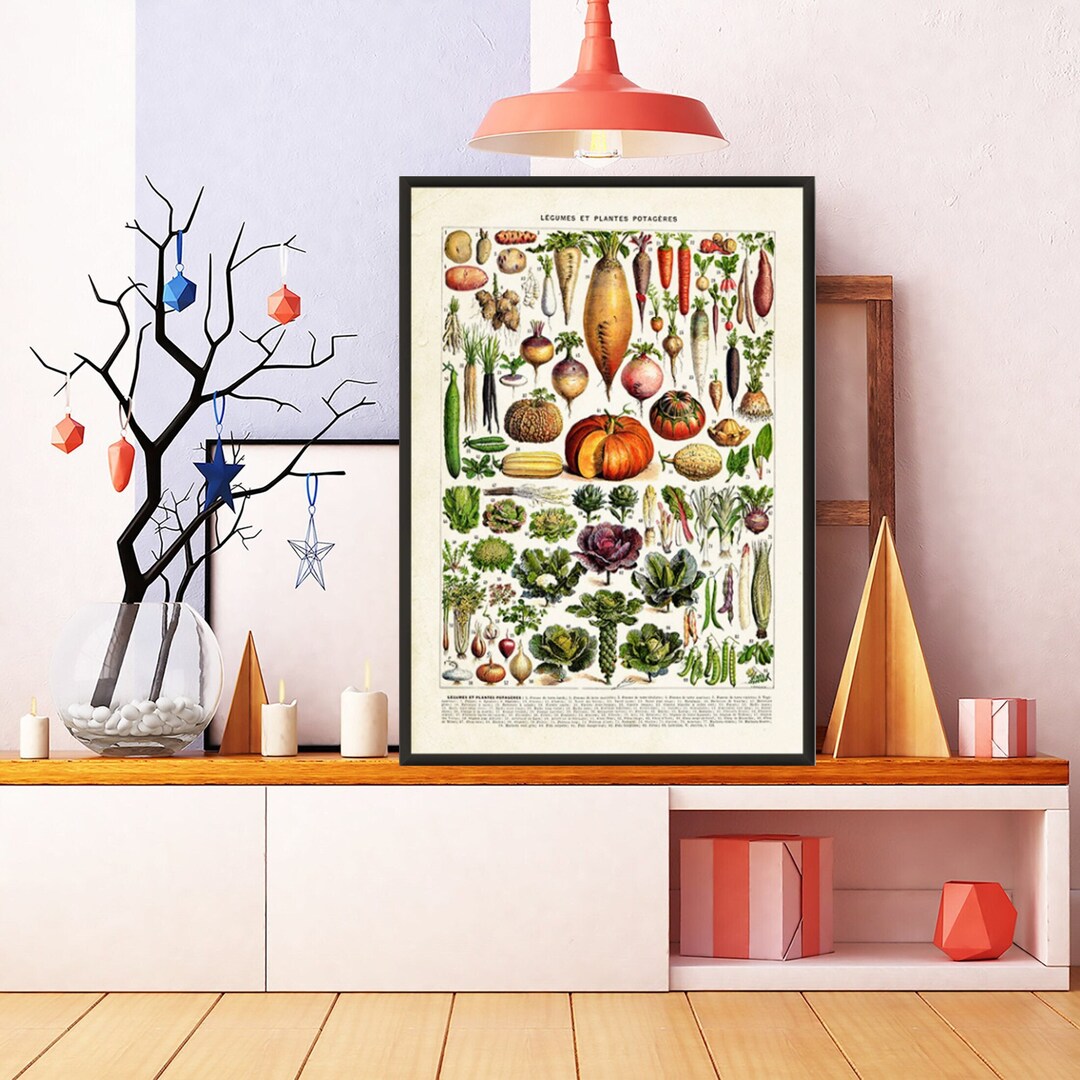 Vegetable Poster, Seasonal Fruit and Vegetable Wall Art, Larousse Old ...