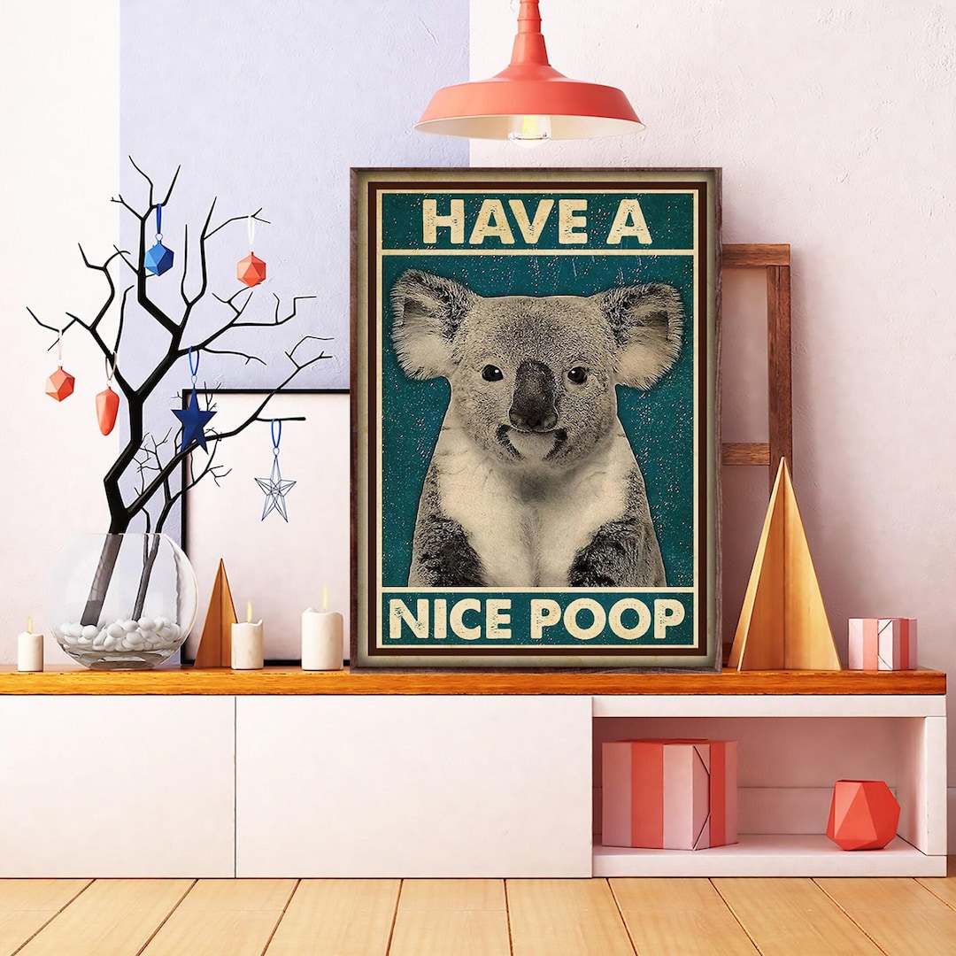 Unframed Koala on Toilet Bathroom Poster, Funny Koala Bathroom Art ...