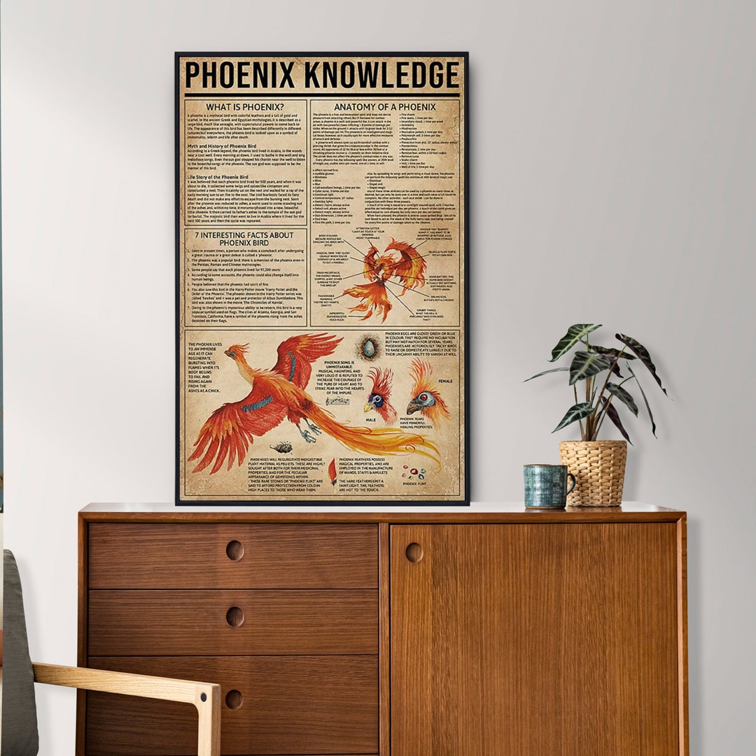 Unframed Phoenix Knowledge Vintage Poster, Phoenix Lover Gift, All ...