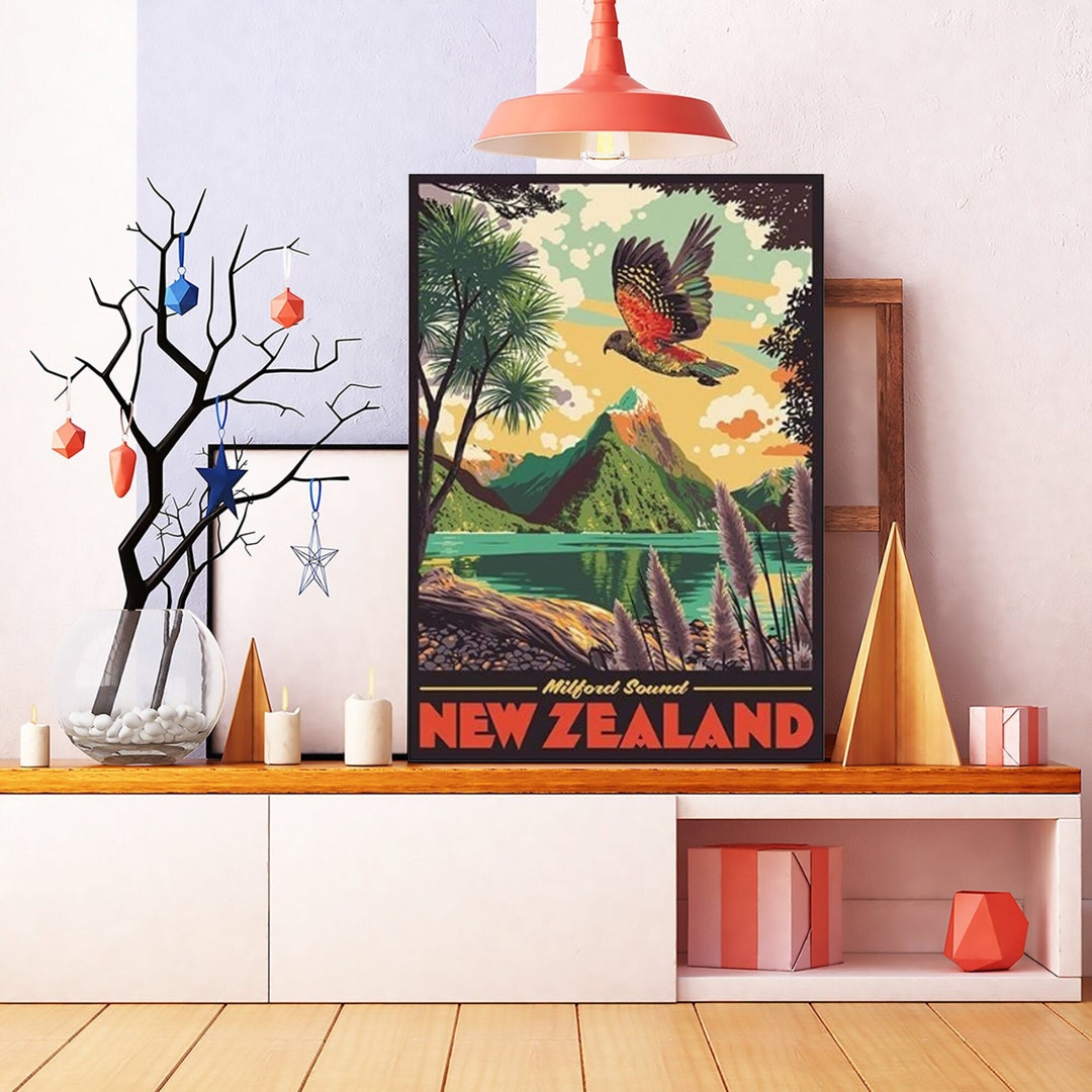 New Zealand Milford Sound Poster, New Zealand Travel Poster, New ...