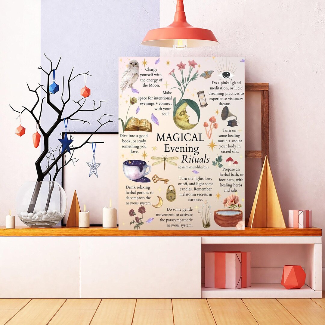 Unframed Magical Evening Rituals Poster, Witch Nature Ethereal ...