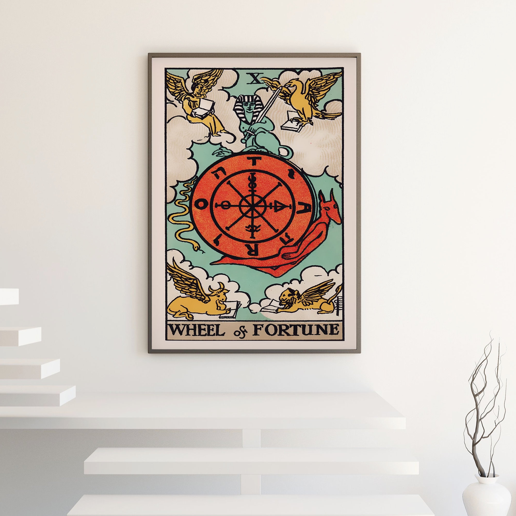 Wheel Of Fortune Tarot Card Poster, Tarot Wheel Of Fortune Art sold by ...
