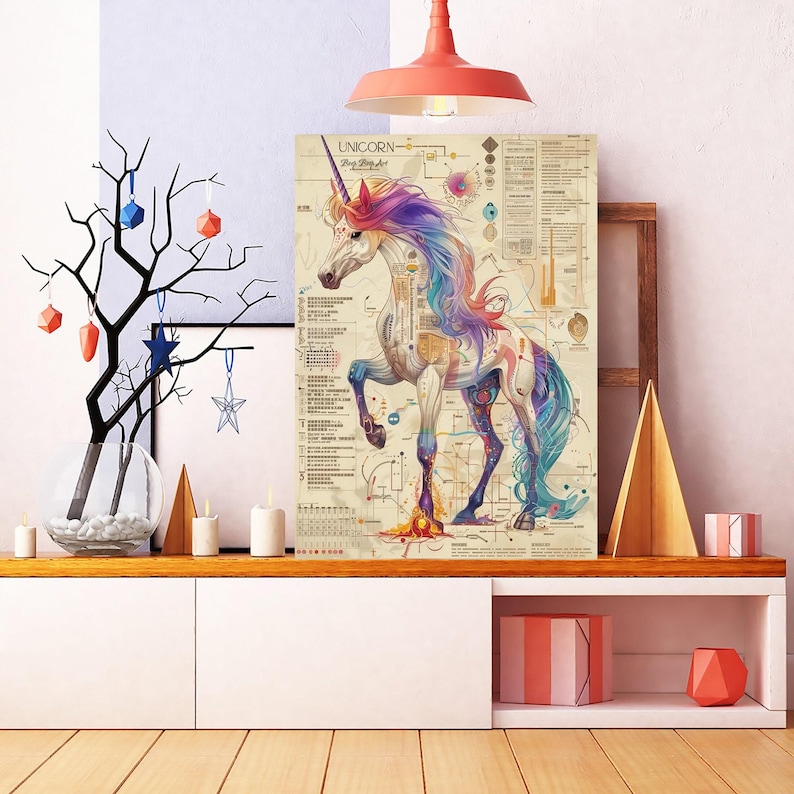 Unframed Anatomical Unicorn Knowledge Poster, Fantasy Science Unicorn ...