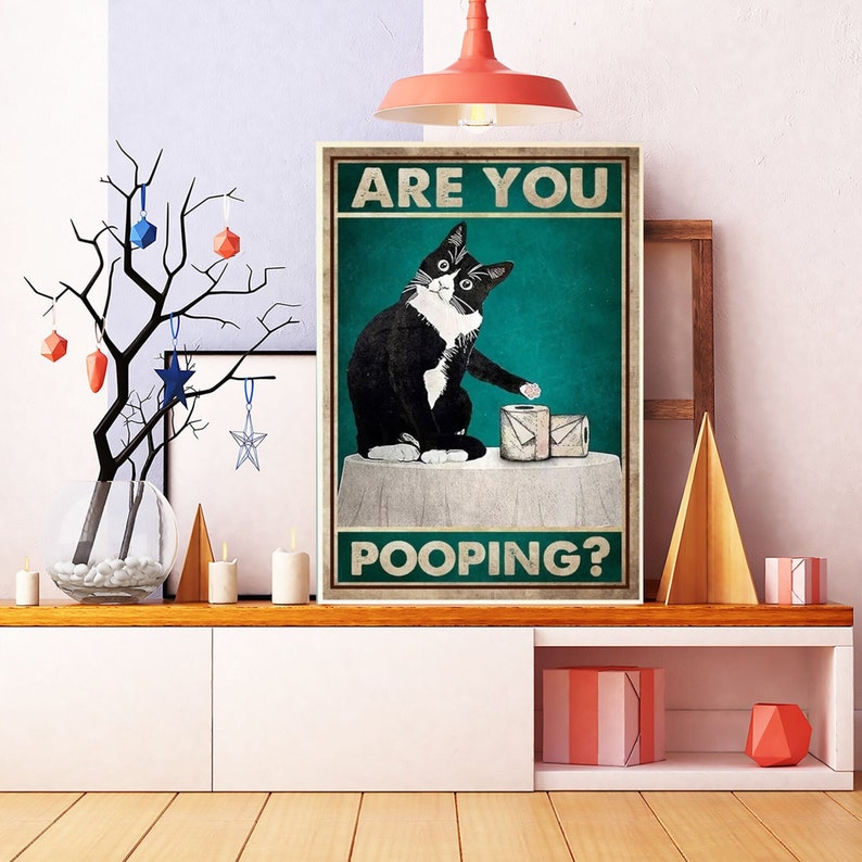Black Cat Are You Pooping Vintage Poster Black Cat Art Funny - Etsy