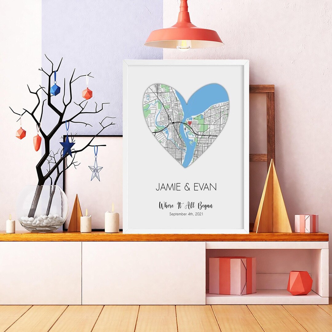 Unframed Personalized Love Map Poster, Where It All Began Map, Custom ...