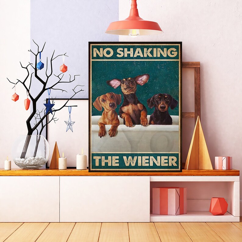 Dachshund Funny Bathroom Poster, Bathroom Funny Dachshund Wash Your ...