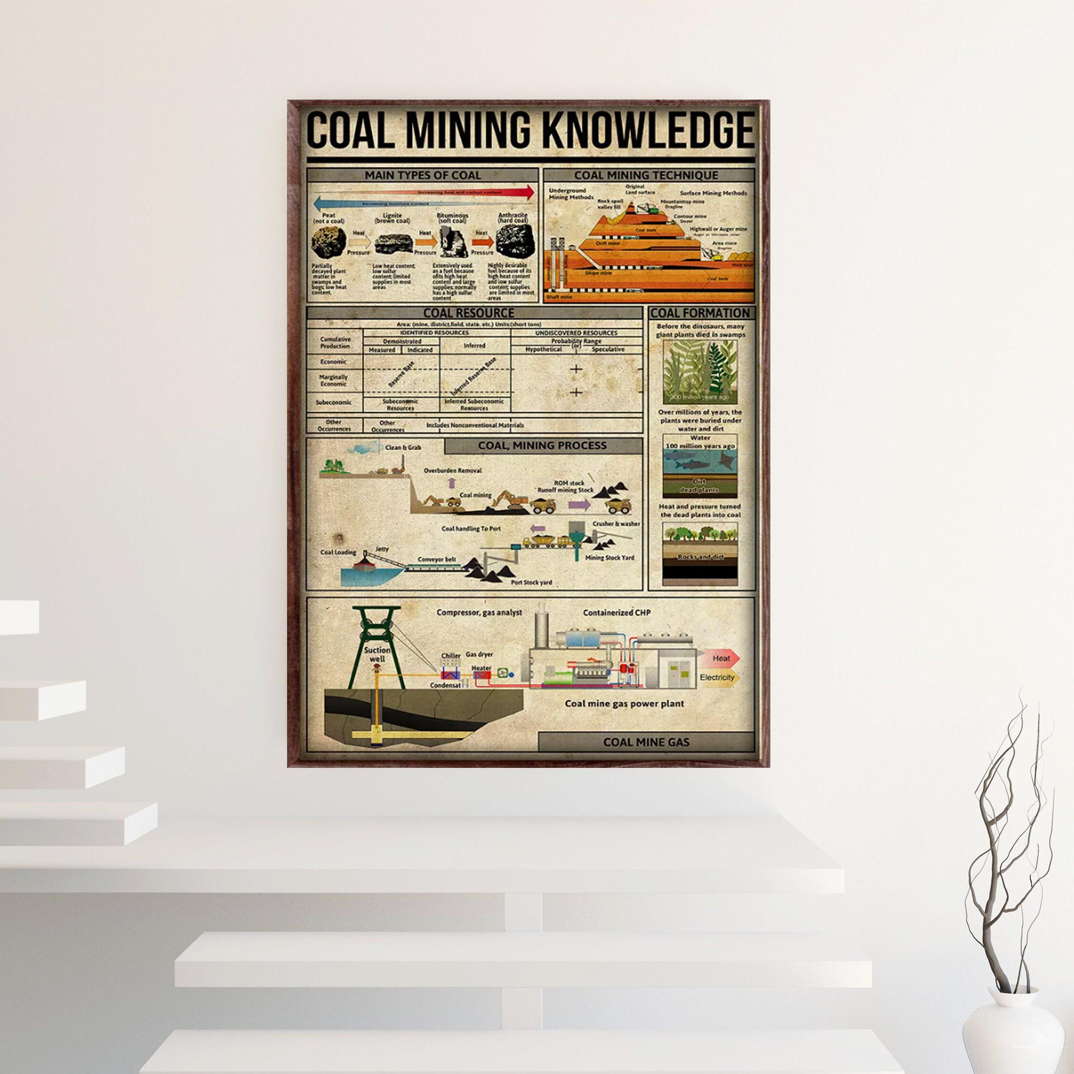 Unframed Coal Mining Knowledge Poster, Main Types of Coal Wall Art ...