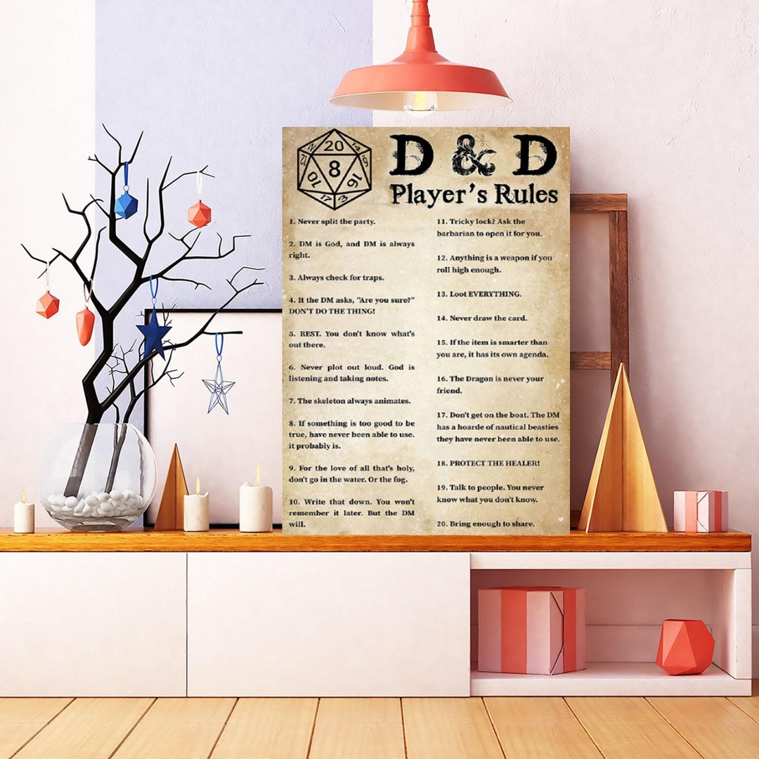 Unframed D & D Player’s Rules Poster, DND Knowledge Poster, DND Canvas ...