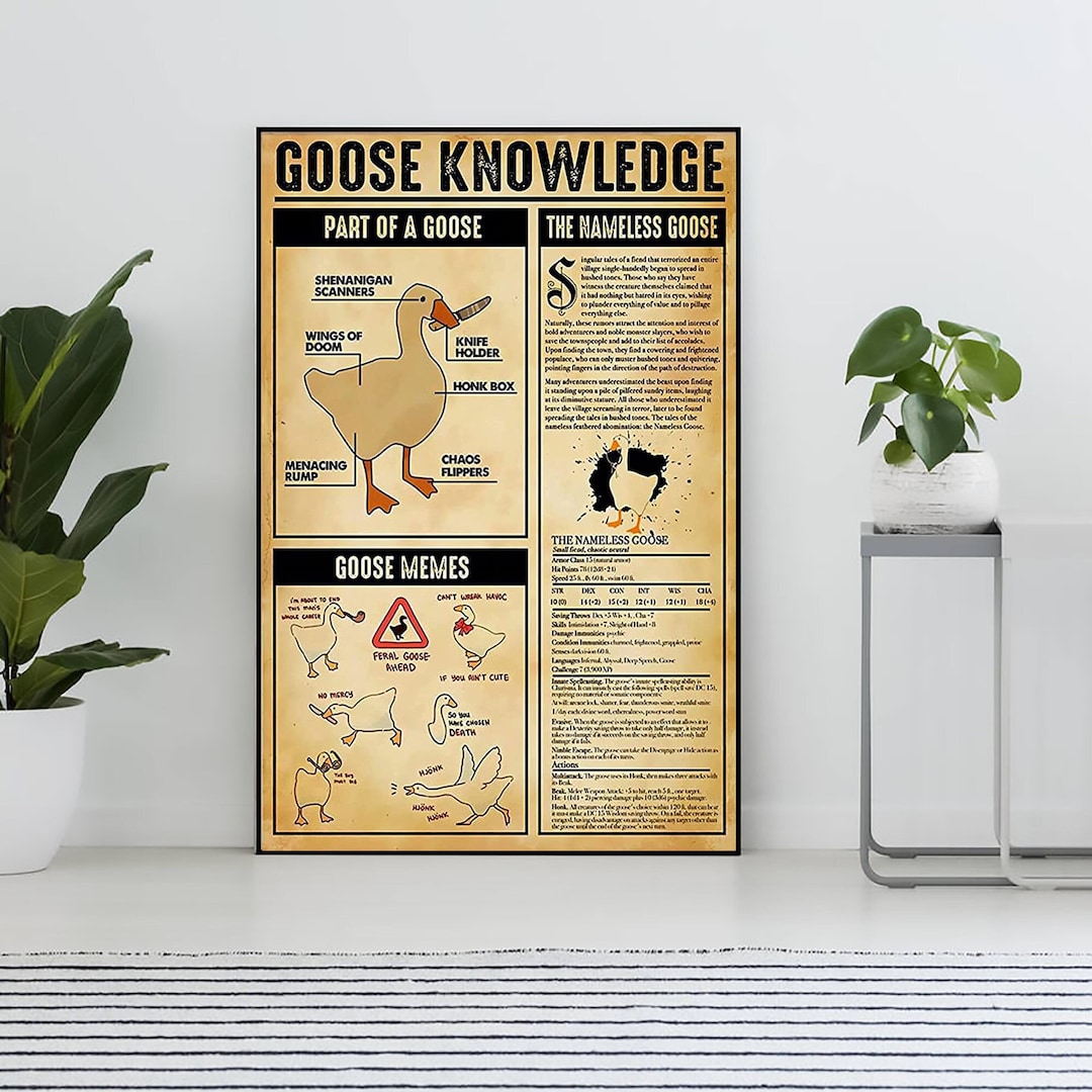 Unframed Goose Knowledge Vintage Poster, Goose Lover Gift, All About ...