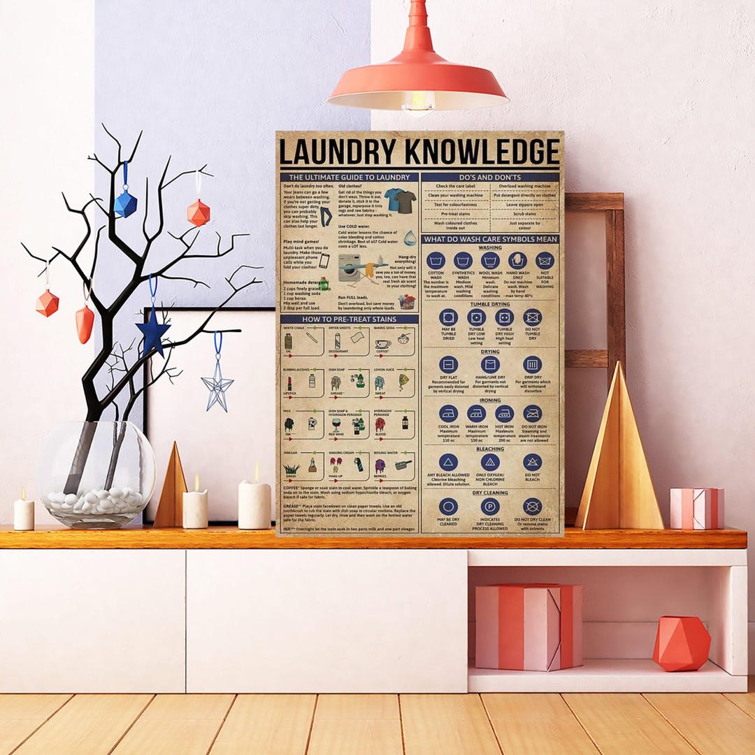 Unframed Laundry Knowledge Poster, Laundry Room Wall Art, Laundry Chart ...