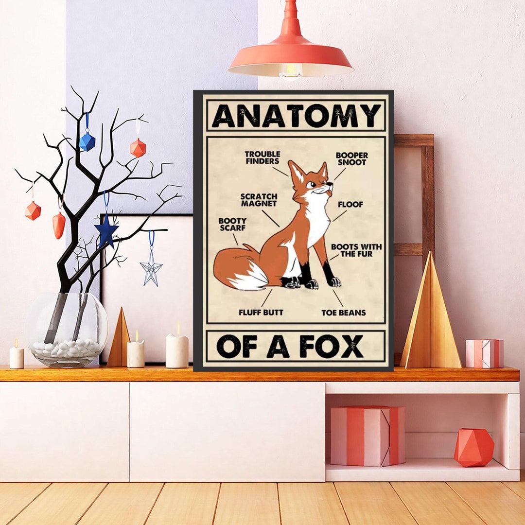 Unframed Anatomy of A Fox Poster, Fox Knowledge Poster, Fox Lover Gift ...