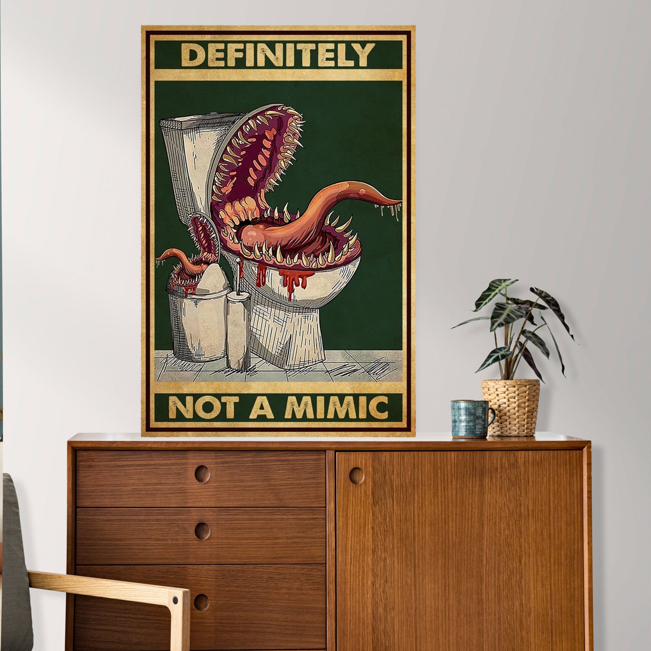 Definitely Not A Mimic Vintage Poster Funny Man-eating Plant - Etsy