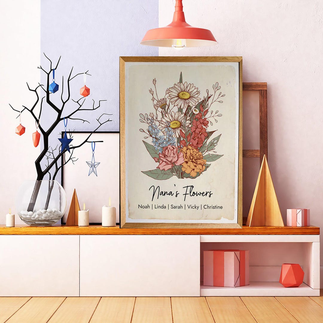 Unframed Personalized Flower Birth Month Poster, Custom Mom Gift ...
