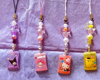 Sanrio Inspired Keychain, Cute Cell Phone Charms, Handmade Phone Chain ...