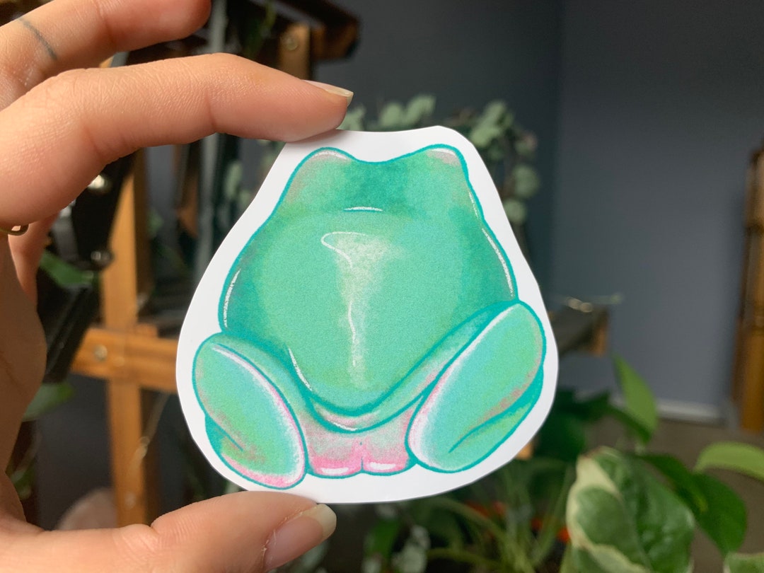 Green Frog Butt Sticker Etsy
