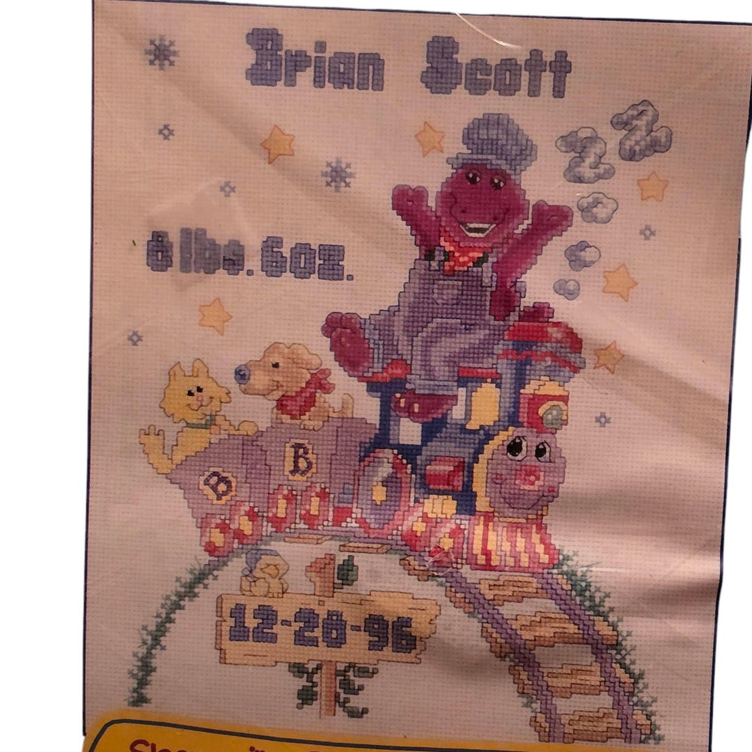 Sealed Barney Sleepyville Birth Announcement Cross Stitch Kit 11x14 ...