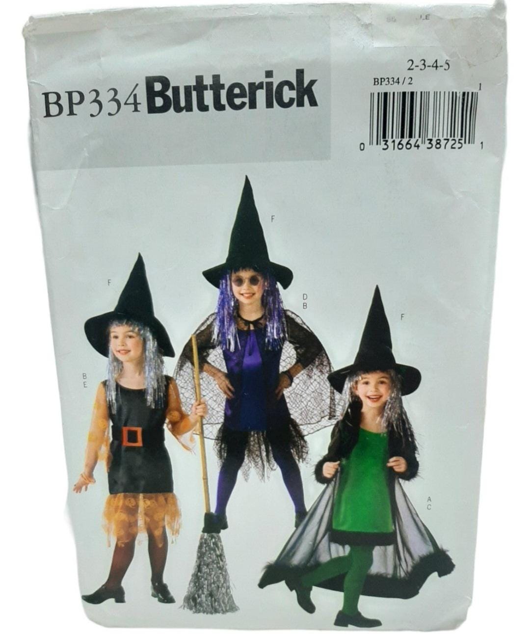 Vintage Witch Costume Sewing Pattern: Girls Dress, Cape, Hat ...
