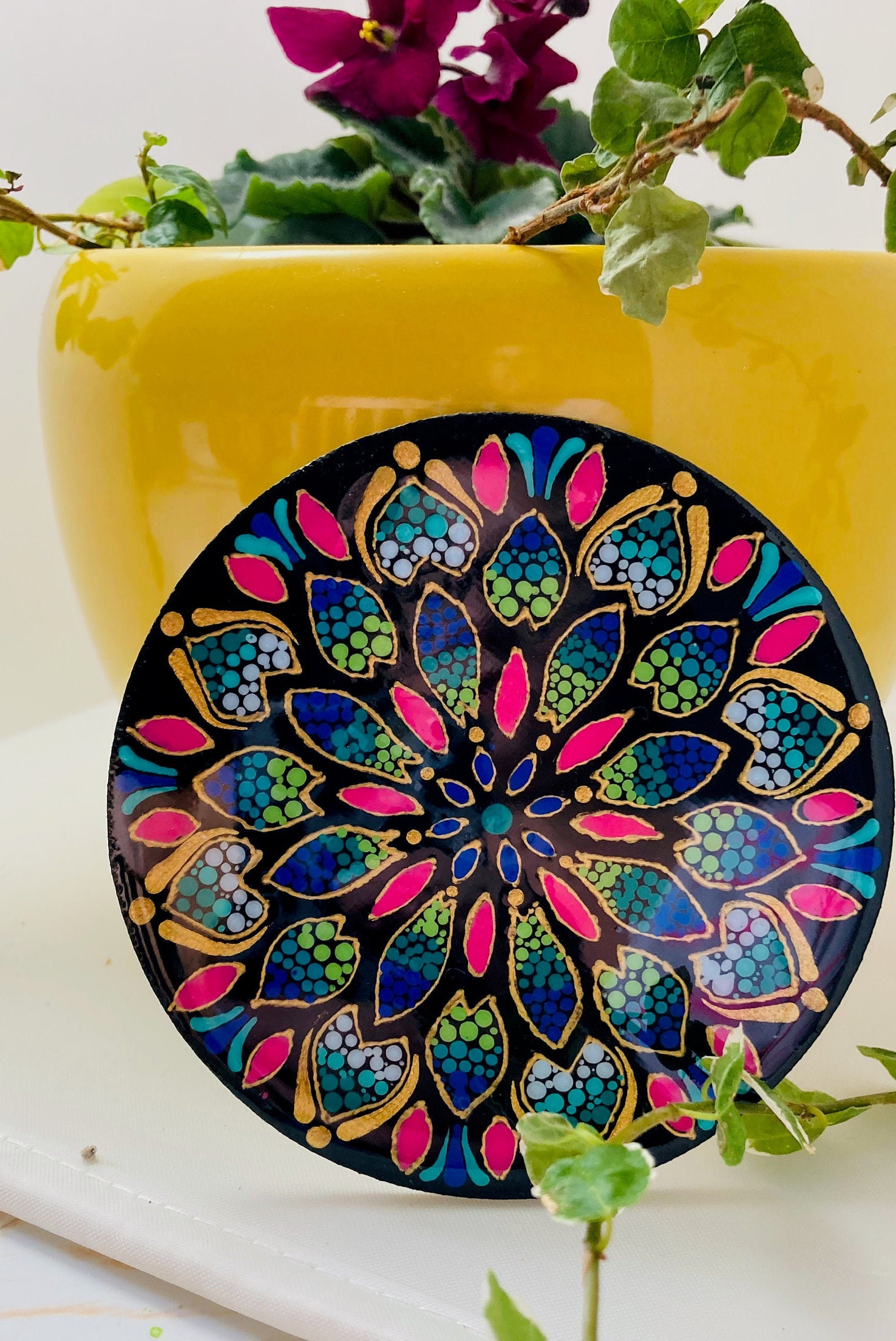 Coasters Coasters Set Hand Painted Coasters Mandala | Etsy