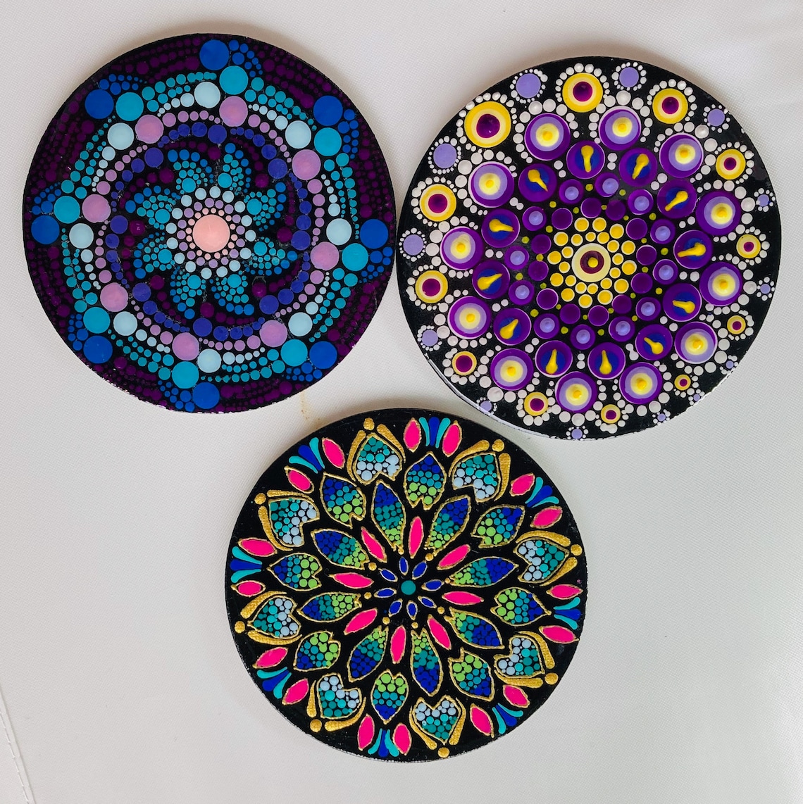 Coasters Coasters Set Hand Painted Coasters Mandala | Etsy