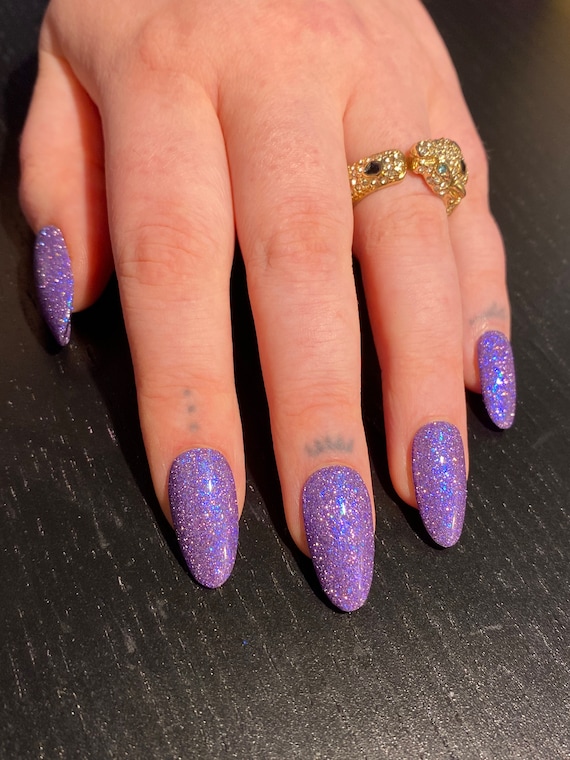 Purple Glitter PRESS ON NAILS Y2k Nails Euphoria Nails Sparkle Nails Glitter Nails Aesthetic Nails Iridescent Nails Party Nails Etsy