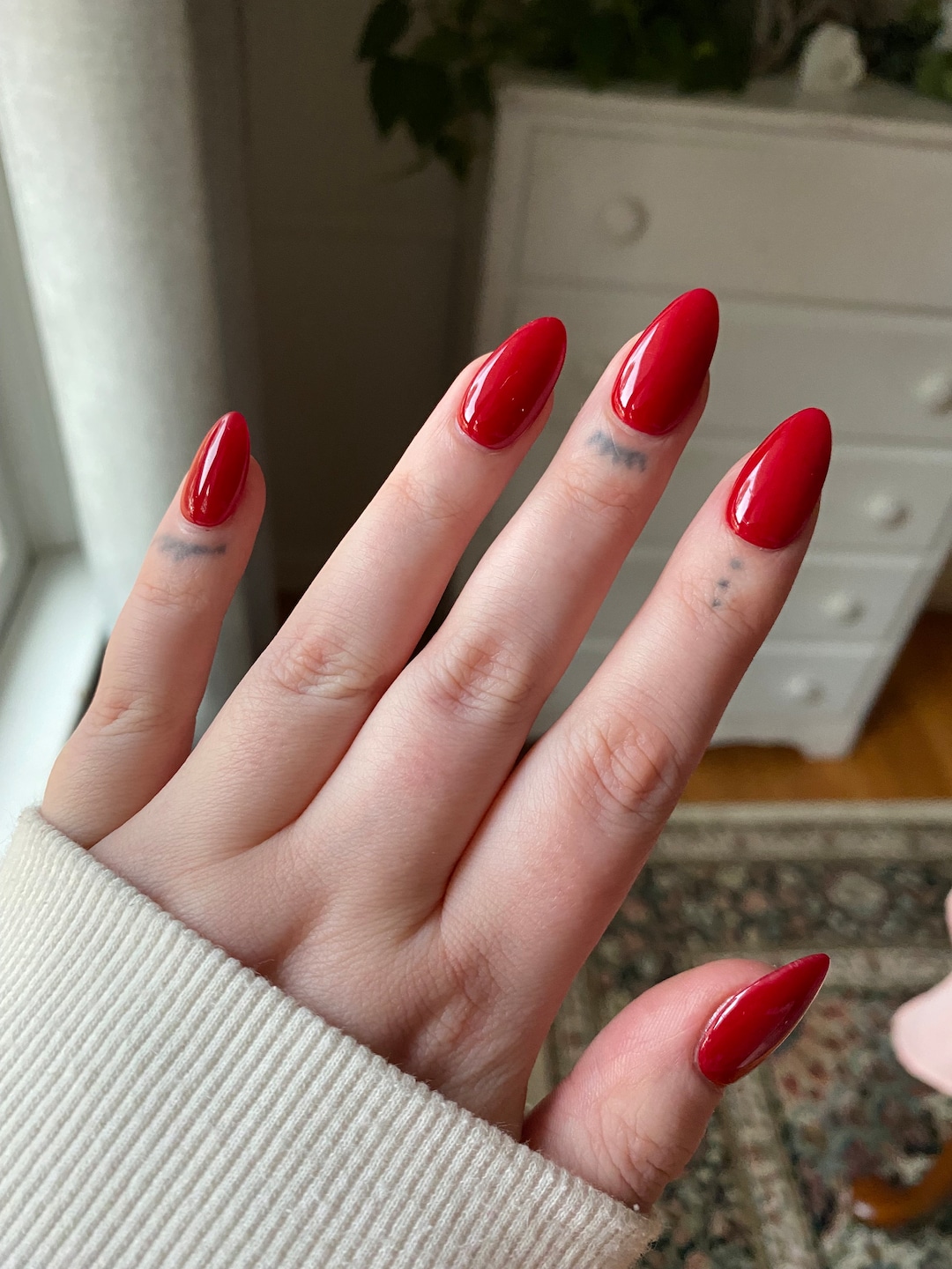 Cherry Red Solid PRESS ON NAILS | Classic Red Nails. Gel Press on Nails ...