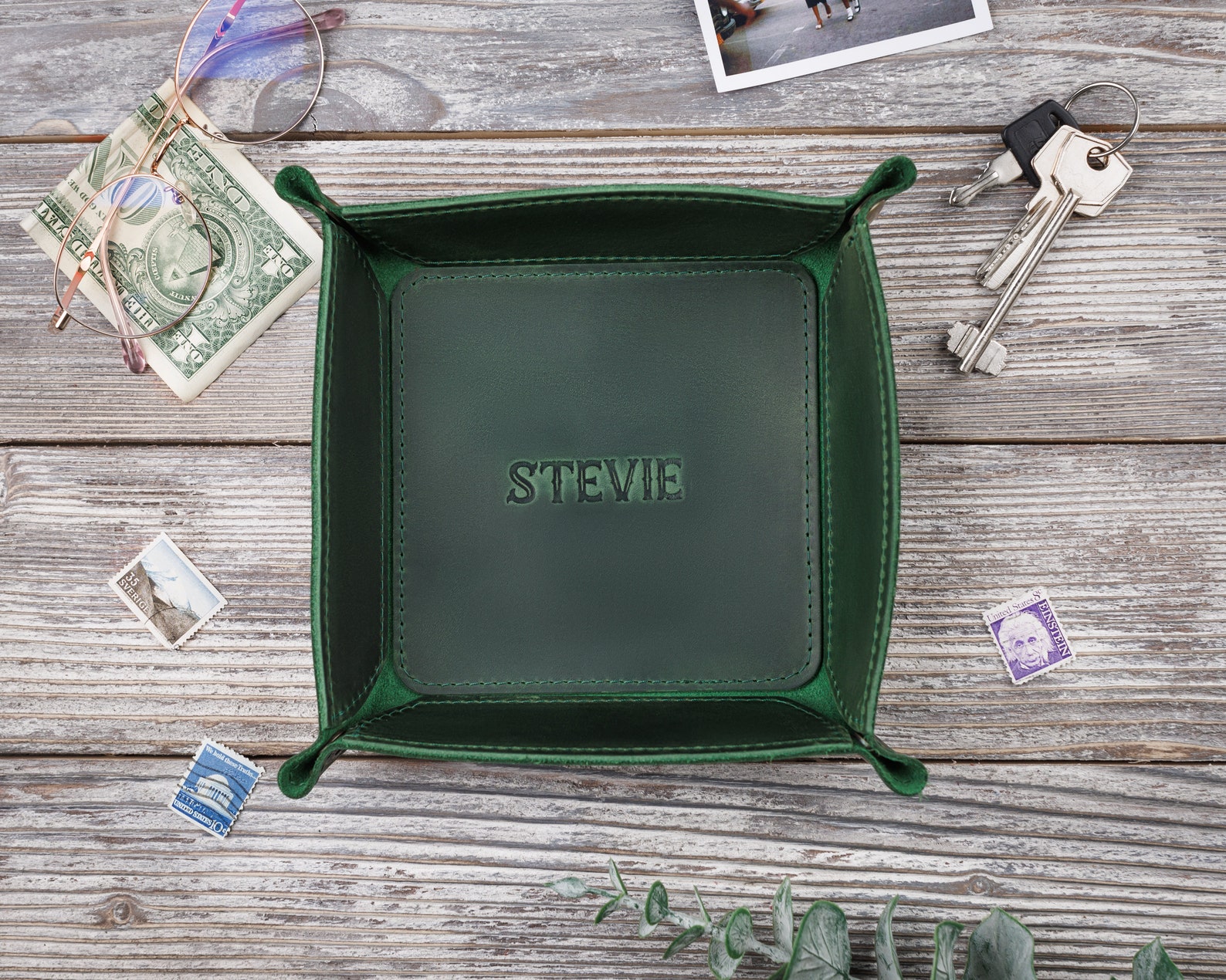 Personalized Valet Tray - Leather Catchall With Personalized - Custom ...
