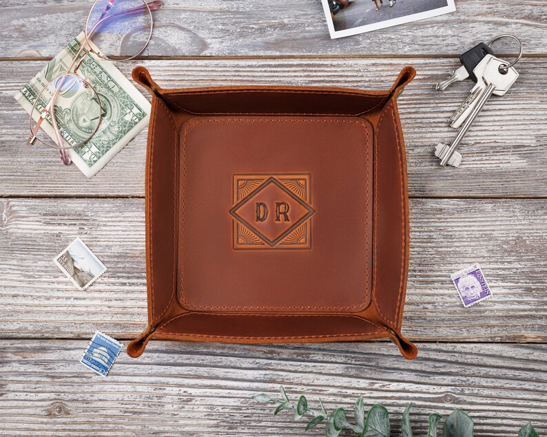 Personalized Valet Tray - Leather Catchall With Personalized - Custom ...