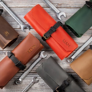 Personalized Leather Tool Roll - Custom Tool Roll Bag - Travel Tool ...